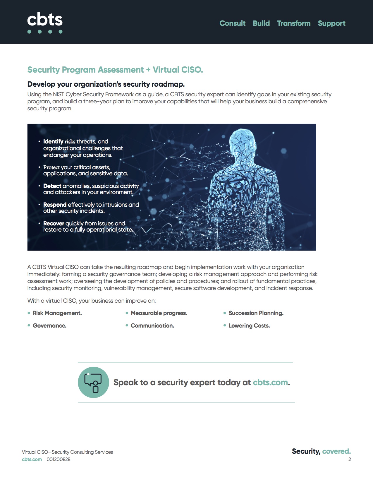 Improve your business with a CBTS Virtual CISO!